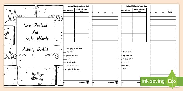 New Zealand Red Sight Word Activity Booklet (teacher made)