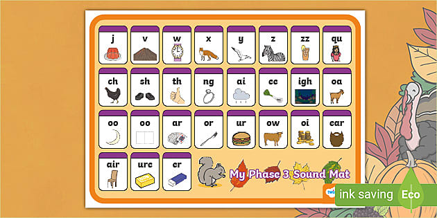 Autumn Themed Phase 3 Sound Mat (teacher made) - Twinkl