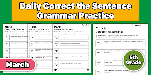 Fifth March Daily Correct the Sentence Grammar Practice