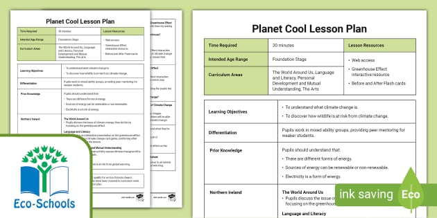 Eco-Schools Planet Cool Lesson Plan Foundation Stage