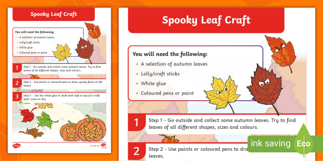 Spooky Leaf Stick Puppet Craft (teacher made) - Twinkl