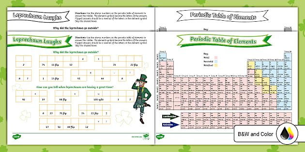 Leprechaun Laughs Periodic Table Decoder Challenge for 6-8