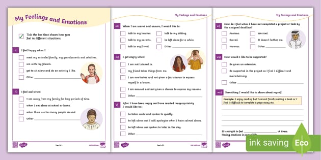 My Feelings and Emotions Worksheet (teacher made) - Twinkl