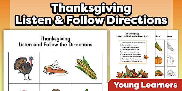 Thanksgiving Listen and Follow Directions Worksheet