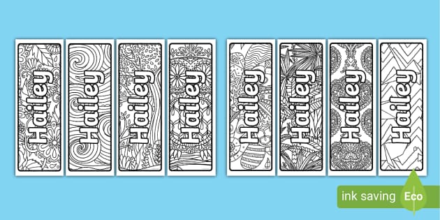 FREE! - Hailey Mindfulness Name Colouring Bookmarks - Twinkl