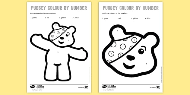 * NEW * BBC Children in Need Pudsey Colour by Number - Pudsey, blush, CiN
