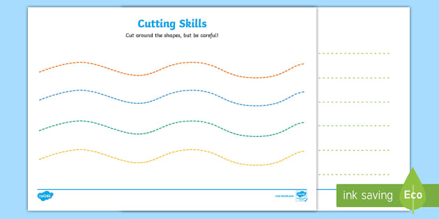👉 Cutting Skills Worksheet / Worksheets(Colour Lines)