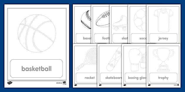 Sports Trace and Color Worksheets (teacher made) - Twinkl