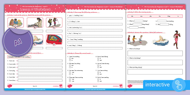 ESL Curriculum Level 2, Lesson 8 Printable Worksheet