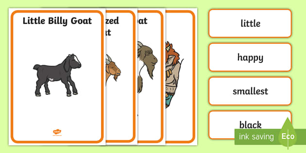 The Three Billy Goats Gruff Character Describing Words Matching Activity