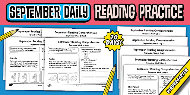 September Kindergarten Reading Comprehension Mats - Twinkl