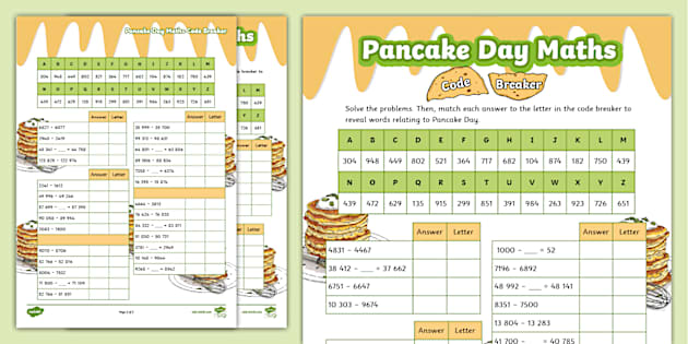 👉 Year 5 Pancake Day Code Breaker (teacher made) - Twinkl