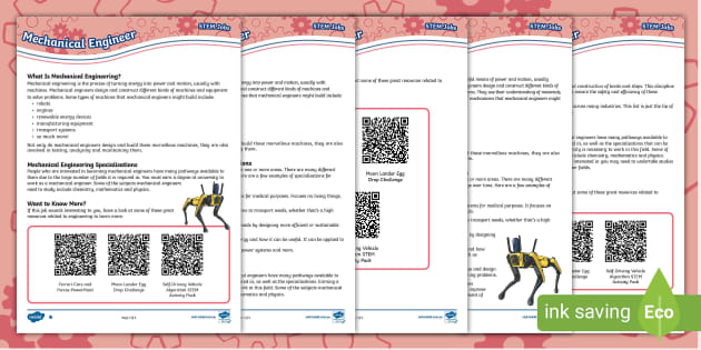 STEM Jobs - Mechanical Engineer Fact File (Teacher-Made)