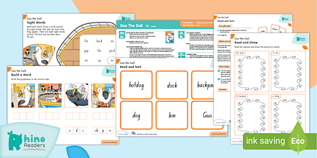 * NEW * Level 2c Gus the Gull Guided Reading Pack - Twinkl