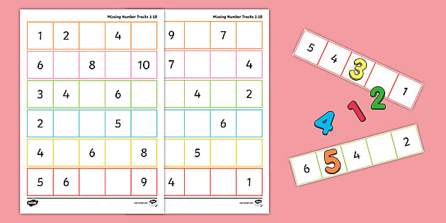 Missing Number Maths Activity Missing Number Tracks 1 10 Missing Number Maths Activity Missing Number Tracks 1 10