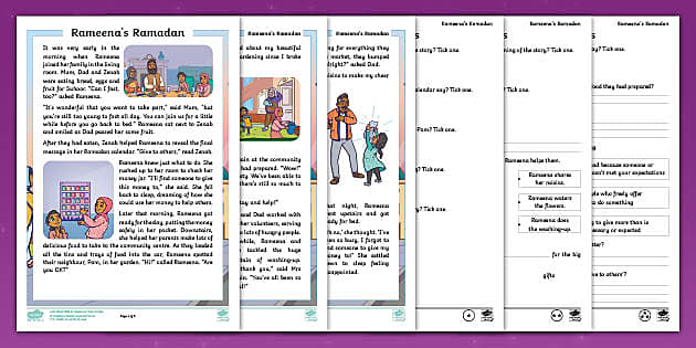 Rameena's Ramadan Differentiated Reading Comprehension Activity