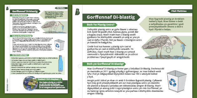 Beyond Cymru: Ffeil Ffeithiau Gorffennaf Di-blastig - Twinkl