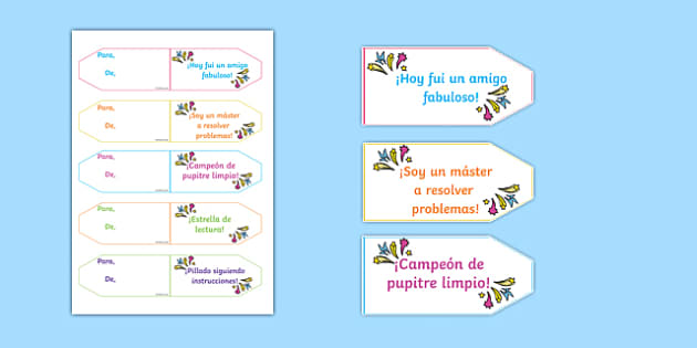 Achievement Praise Phrase Reward Tags Spanish - Twinkl