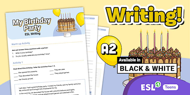 ESL Writing: My Birthday Party [Teens, A2]