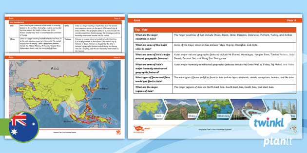 Year 6 HASS Geography Asia Knowledge Organiser - Twinkl