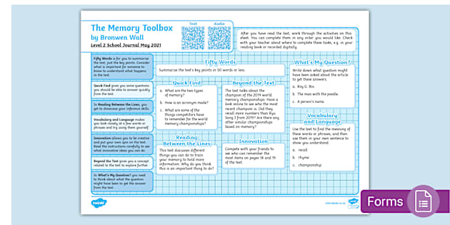 Level 2 May 2021 School Journal: The Memory Toolbox - Twinkl