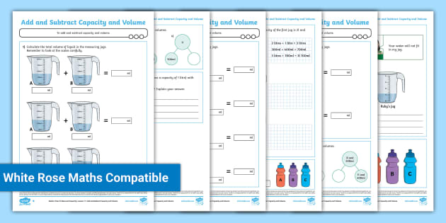 👉 Add and Subtract Capacity and Volume Differentiated Maths Worksheets