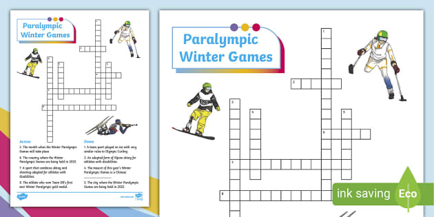 KS2 Paralympic Winter Games Crossword (teacher made)