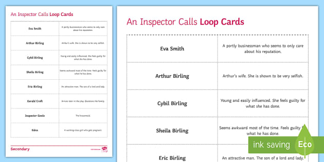 GCSE An Inspector Calls Character Loop Cards - Twinkl