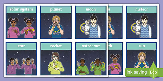 BSL Solar System Flashcards (teacher made) - Twinkl