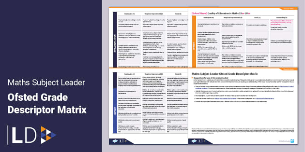 Maths Subject Leader: Ofsted Grade Descriptor Matrix