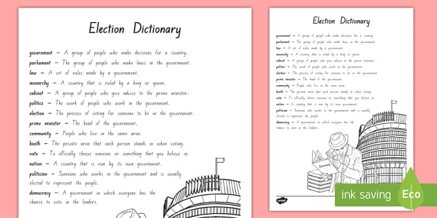 Election Vocabulary Match-Up Activity (teacher made)
