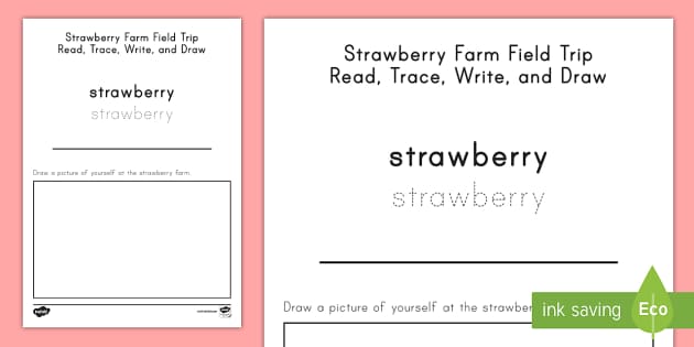 Strawberry Farm Field Trip Draw, Trace and Write Worksheet