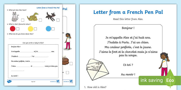 👉 French Penpal Letter Worksheet (teacher made) - Twinkl