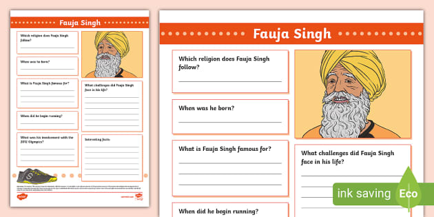 Fauja Singh Fact File Template Teacher Made Twinkl 
