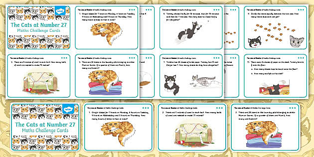 👉 'The Cats at Number 27' Year 2 Maths Challenge Cards