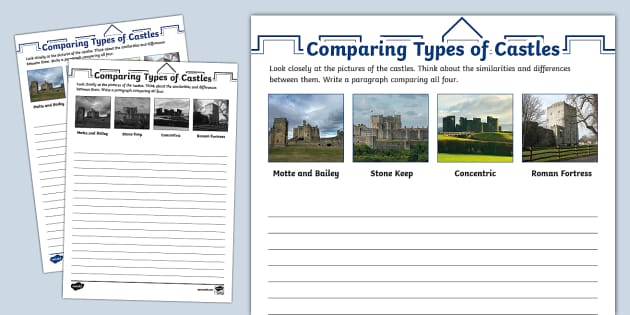 Comparing Types of Castles Worksheet - Twinkl Comparing Types of Castles Worksheet - Twinkl