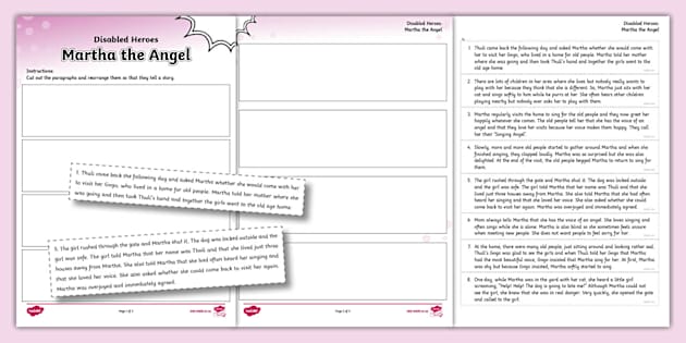 Martha the Angel - Disabled Heroes - Correct Order - Twinkl