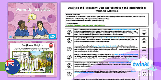 Year 5 Statistics and Probability Warm-Up Activities Pack
