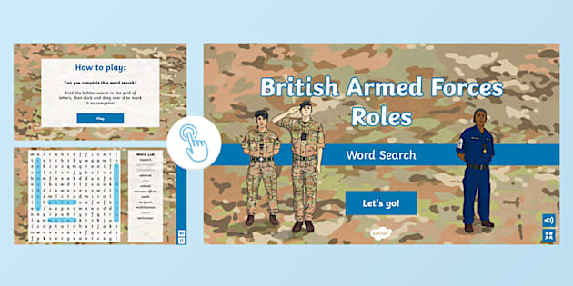 British Armed Forces Roles Interactive Word Search