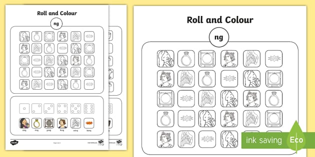 Roll and Color 'ng' and 'nk' Sounds Worksheet - Roll and Color Initial ...