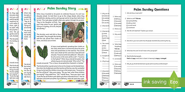 Palm Sunday Reading Comprehension Activity