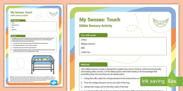 My Senses Touch Edible Sensory Recipe (teacher made)