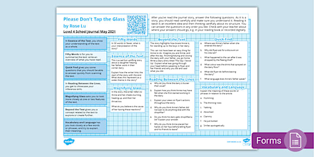 * NEW * Level 4 May 2021 School Journal: Please Don't Tap the Glass (Story