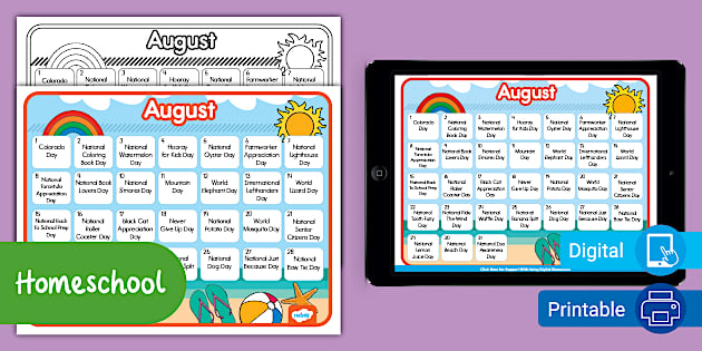 August Events To Celebrate Calendar and Activities - Twinkl