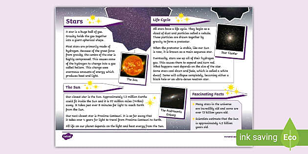 KS2 Stars Fact File - Space (l'enseignant a fait) - Twinkl