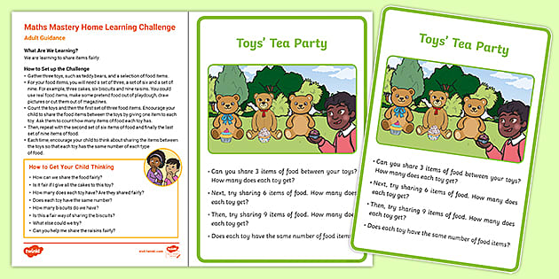 EYFS Maths Mastery Sharing Home Learning Challenge: Toys' Tea Party