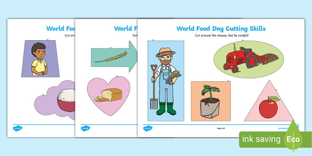 World Food Day Cutting Skills Worksheet
