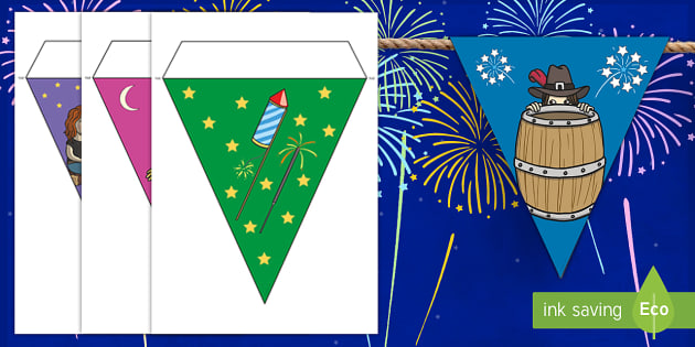 Bonfire Night Display Bunting (teacher made) - Twinkl