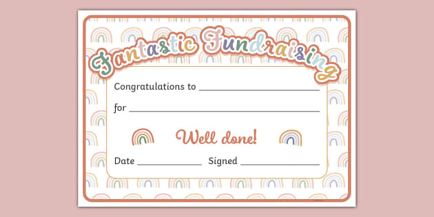 Muted Rainbow Themed Fantastic Fundraising Certificate Muted Rainbow Themed Fantastic Fundraising Certificate