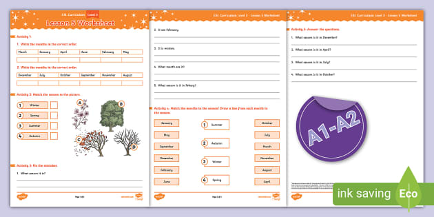 ESL Curriculum Level 3, Lesson 5 Worksheet (teacher made) ESL Curriculum Level 3, Lesson 5 Worksheet (teacher made)